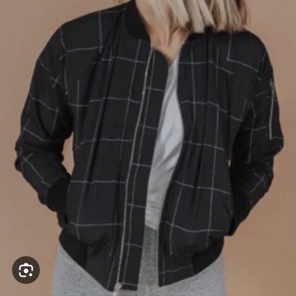 Albion | Jackets & Coats | Albion Fit Windowpane Bomber Jacket Black ...